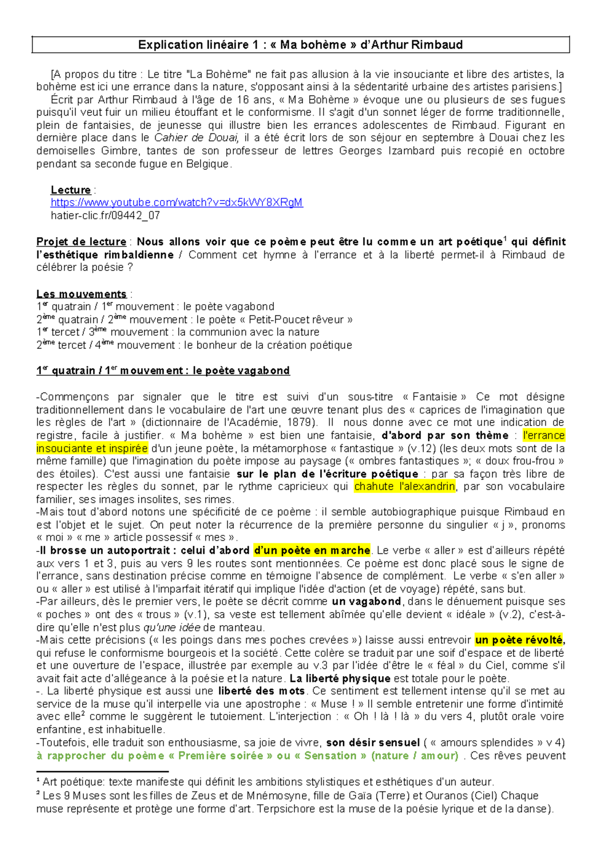 Ma Bohême explication - Explication linéaire 1 : « Ma bohème » d’Arthur Rimbaud [A propos du ...