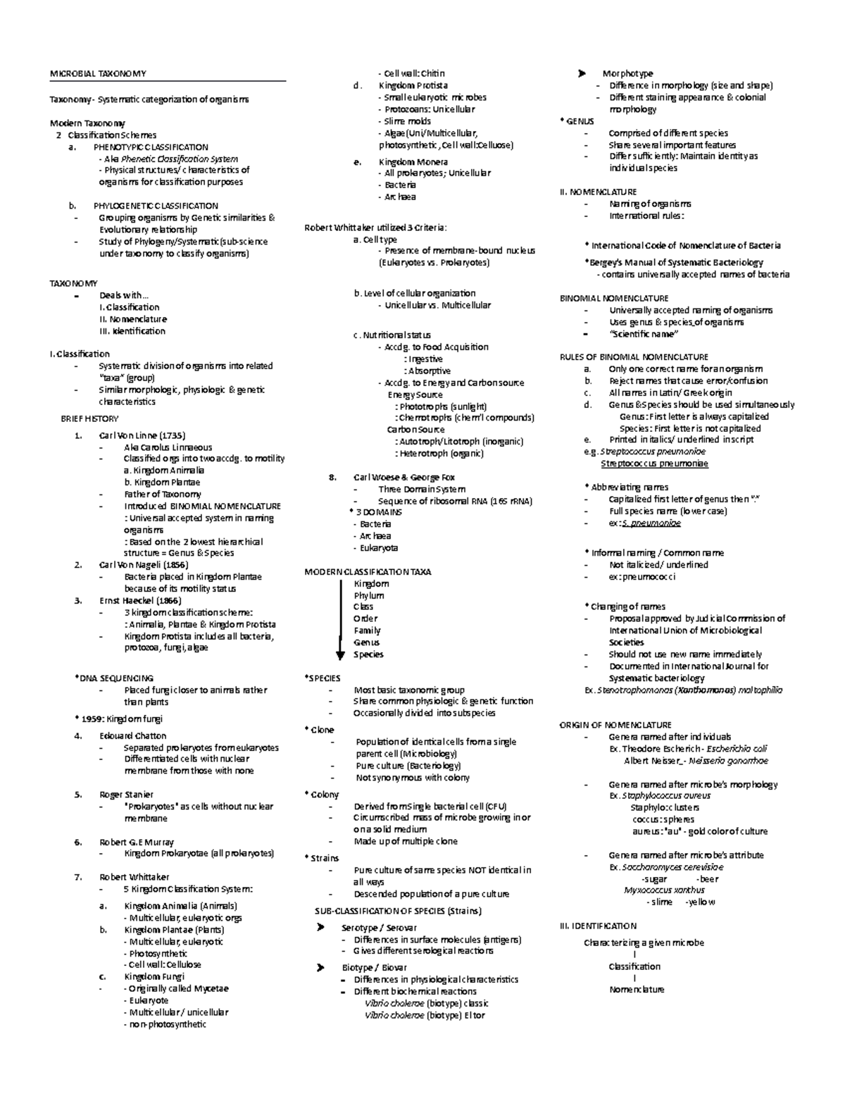 Microbial Taxonomy - MICROBIAL TAXONOMY Taxonomy - Systematic ...