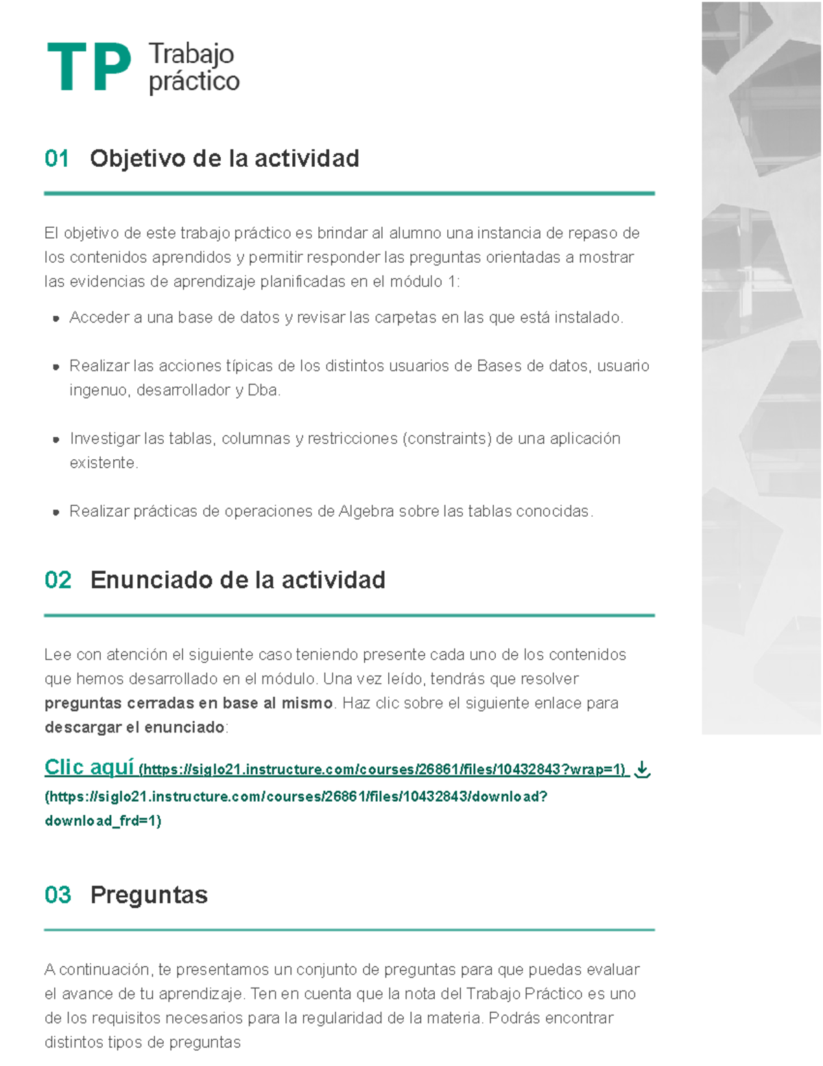 Base de Datos - TP1 - 78 - 01 Objetivo de la actividad El objetivo de este trabajo práctico es ...