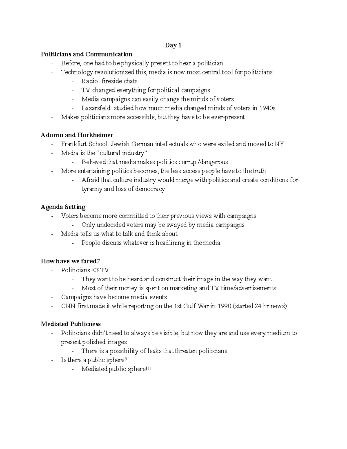 Lecture 14: Media and Politics - Day 1 Politicians and Communication ...