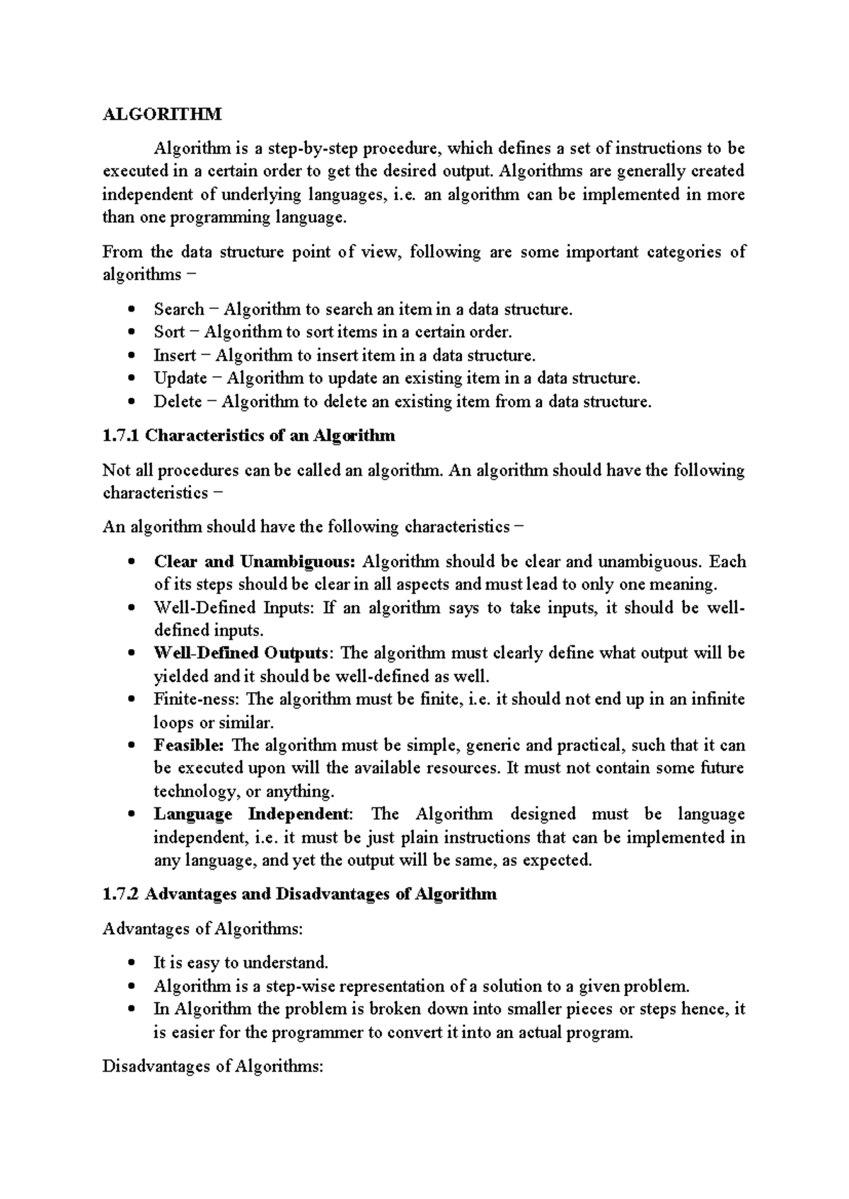 Algorithm - nothing - ALGORITHM Algorithm is a step-by-step procedure, which defines a set of ...