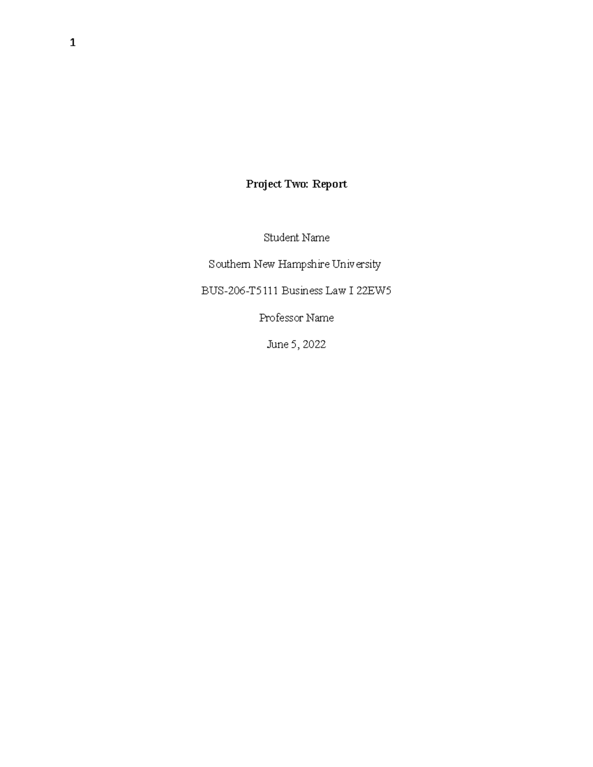 5-2 Project Two - Report - Project Two: Report Student Name Southern ...