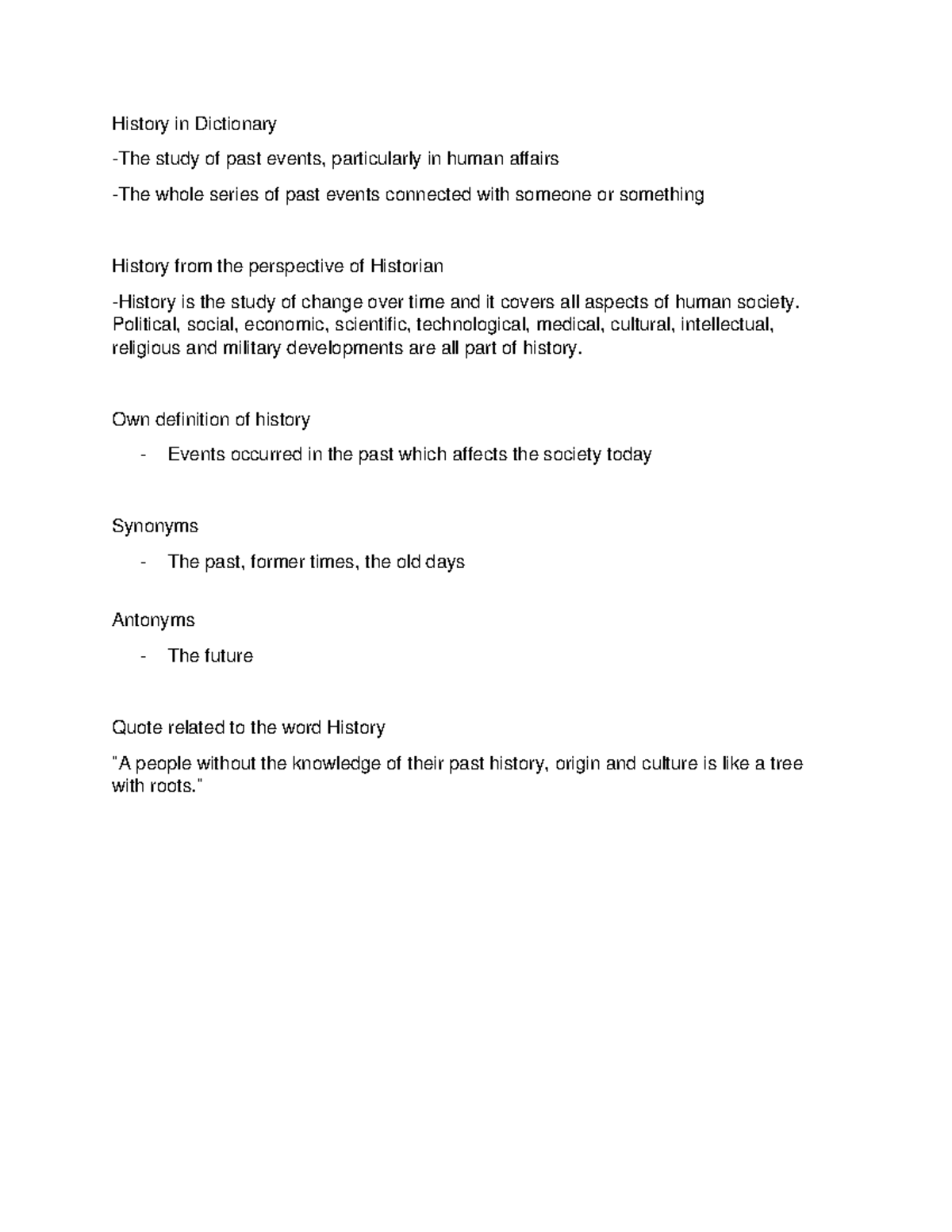 History in Dictionary - learning notes - History in Dictionary -The ...