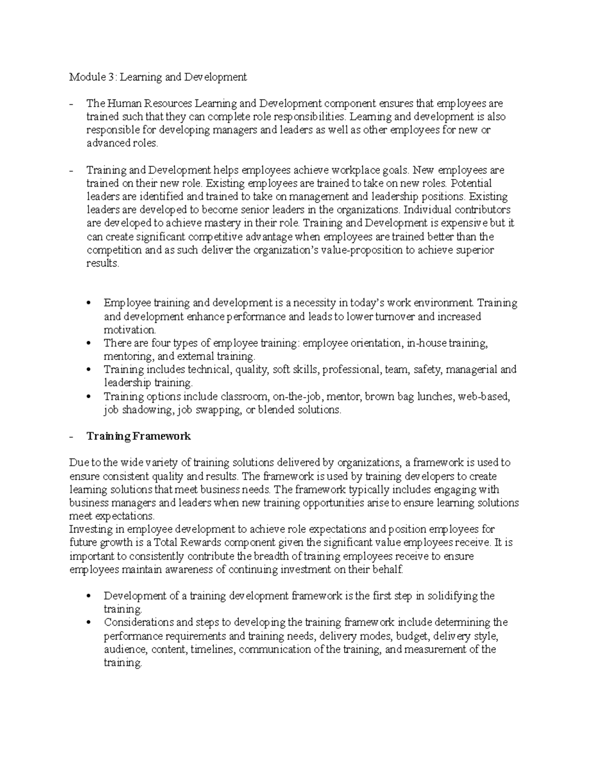 Module 3 Ment 3237 Lecture Class Notes Module 3 Learning And 7126