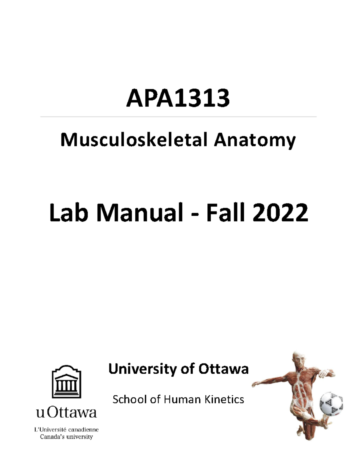 APA 1313 - Lab Manual - APA Musculoskeletal Anatomy Lab Manual - Fall ...