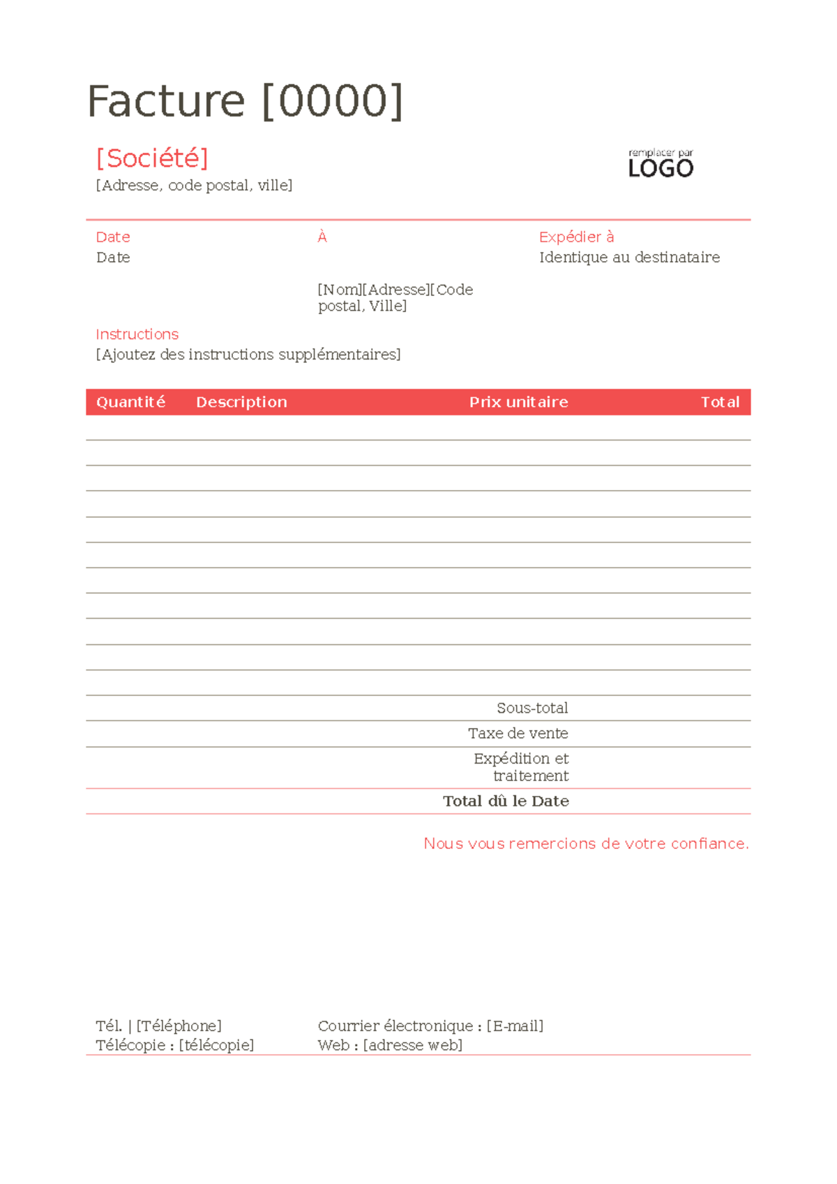 Facture - Gjbxx - Facture [0000] [Société] [Adresse, code postal, ville ...