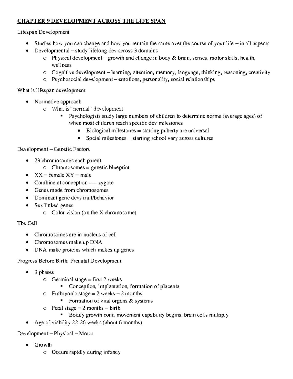 Chapter 9 Development Across THE LIFE SPAN - CHAPTER 9 DEVELOPMENT ACROSS THE LIFE SPAN Lifespan ...