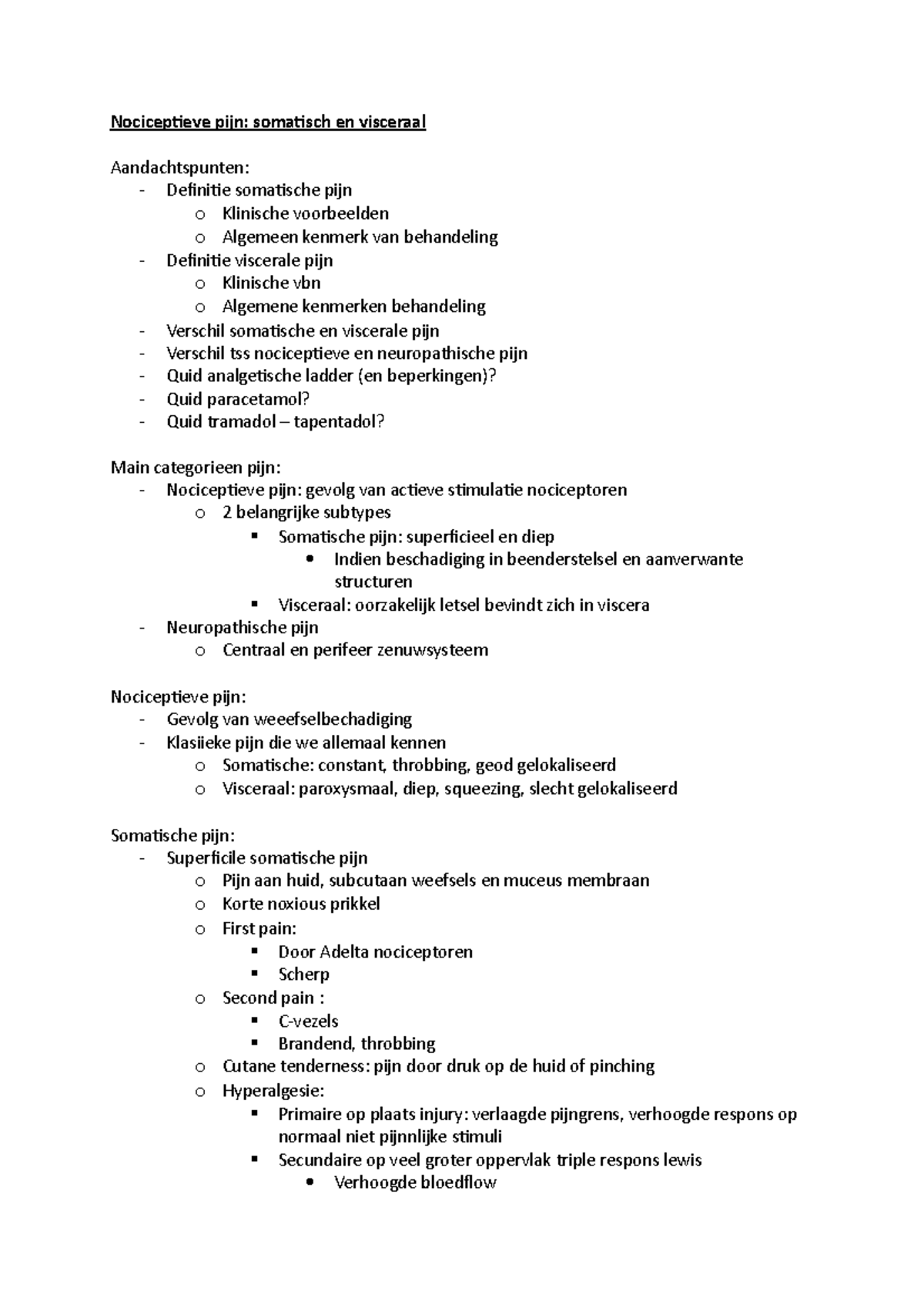 Nociceptieve pijn- somatisch en viscerale - Nociceptieve pijn ...