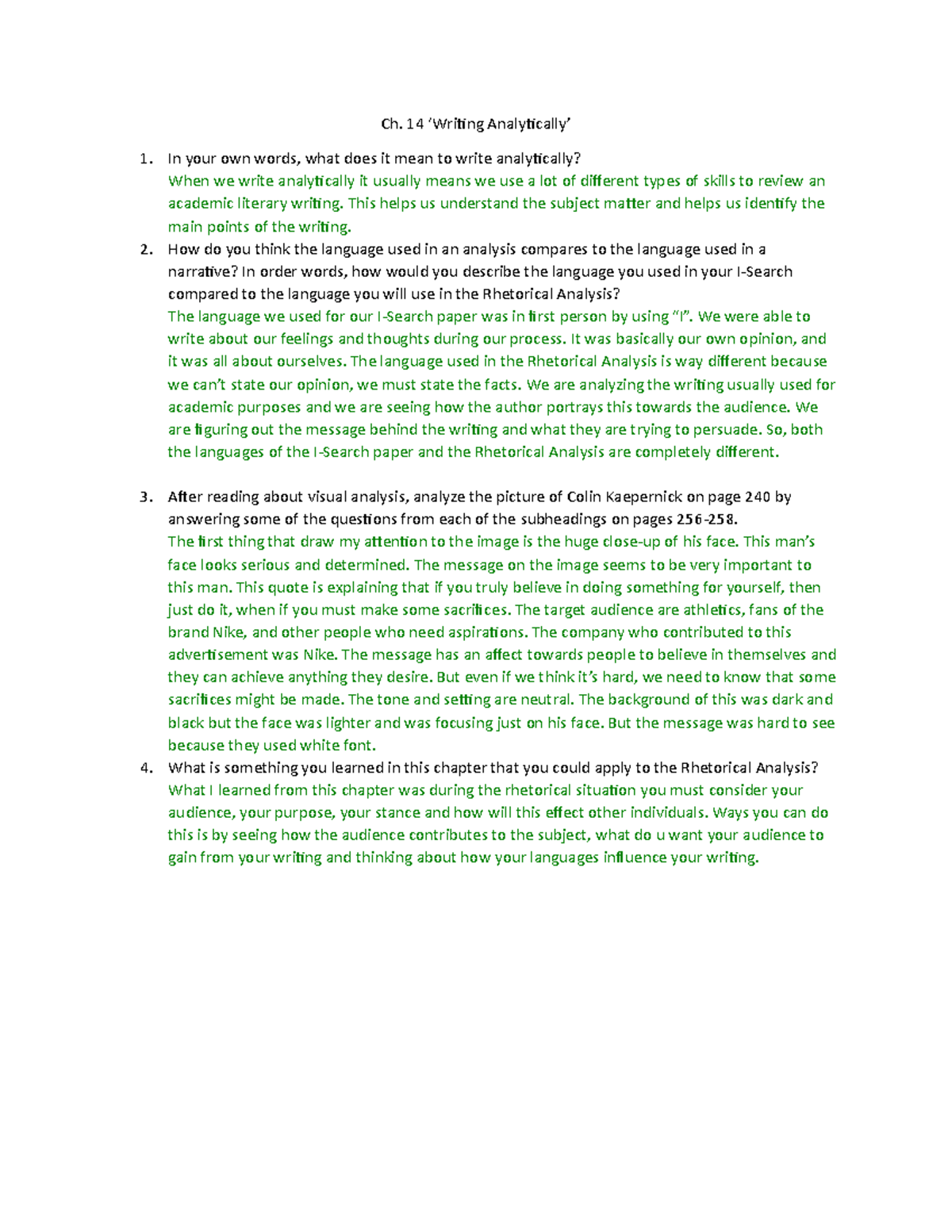 Ch. 14 ‘Writing Analytically’ - Ch. 14 ‘Writing Analytically’ In your ...