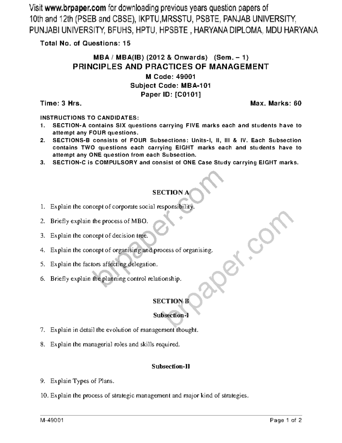 P PM(1st)May2018 - PPM EXAM - Roll No. Total No. of Pages: 02 Total No ...