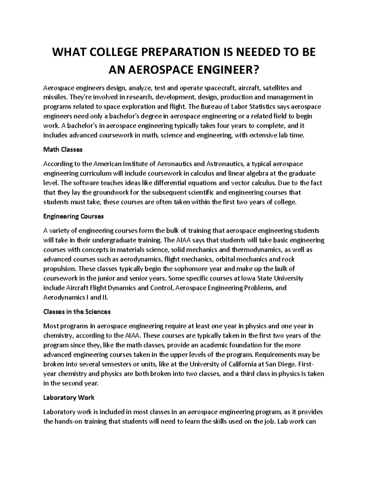WHAT College Preparation IS Needed TO BE AN Aerospace Engineer - WHAT ...