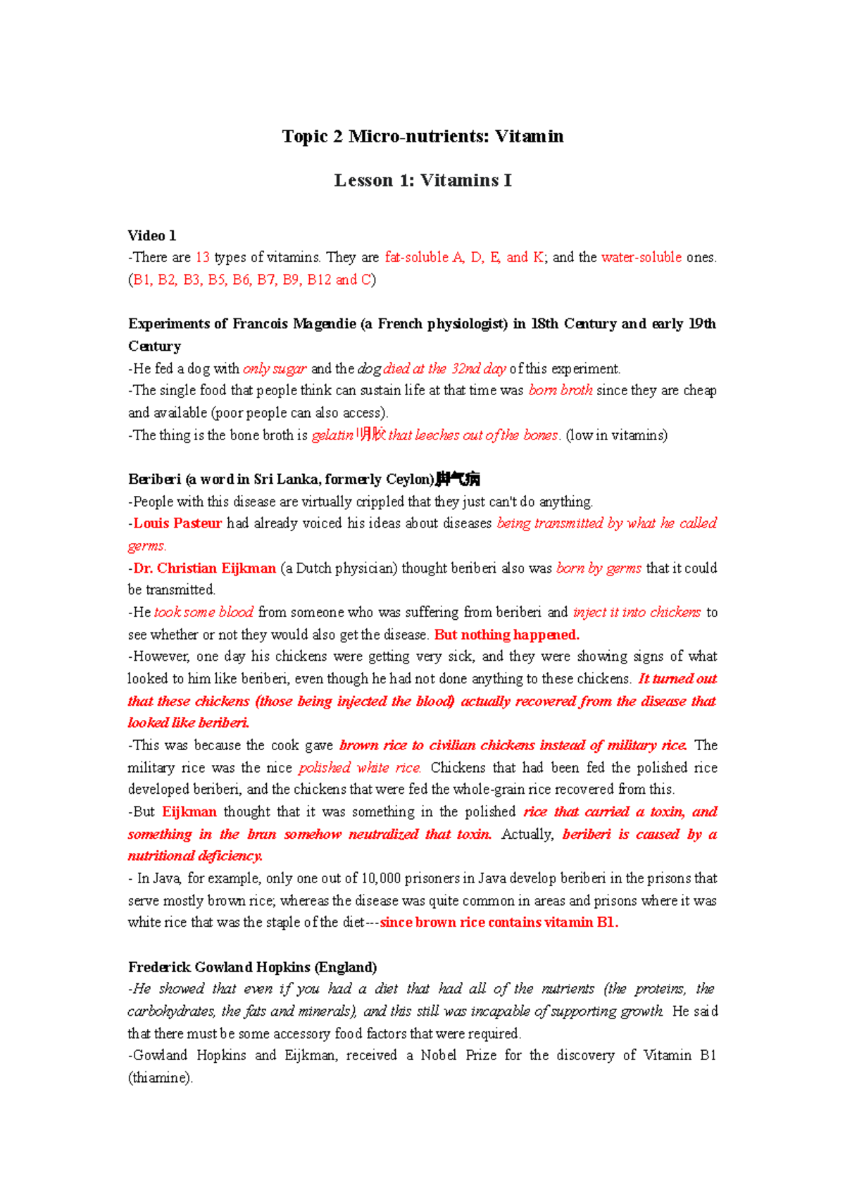 Topic 2 Micronutrients - Topic 2 Micro-nutrients: Vitamin Lesson 1 ...