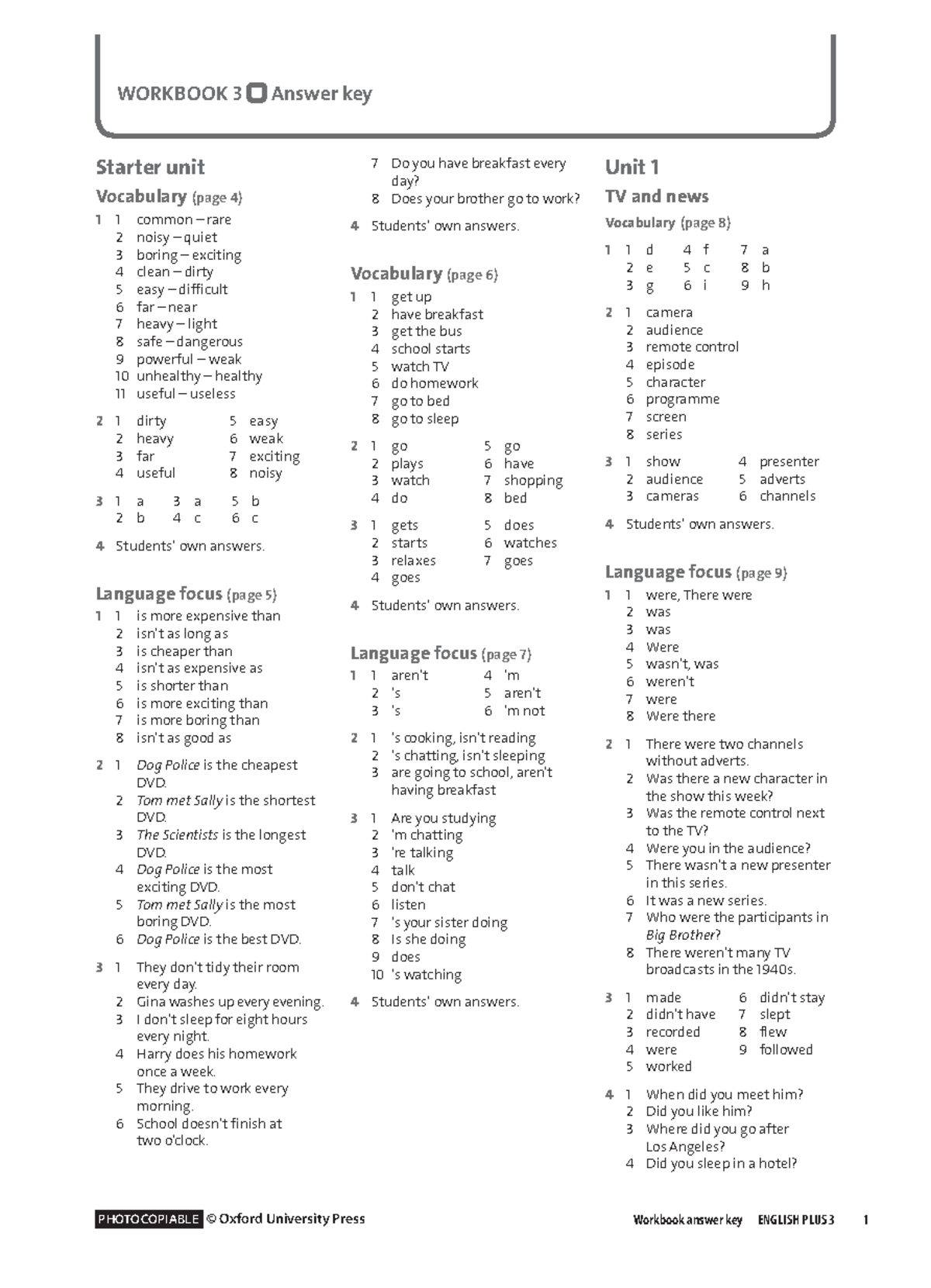Hardygould janet english plus 3 workbook - Workbook answer key ENGLISH ...