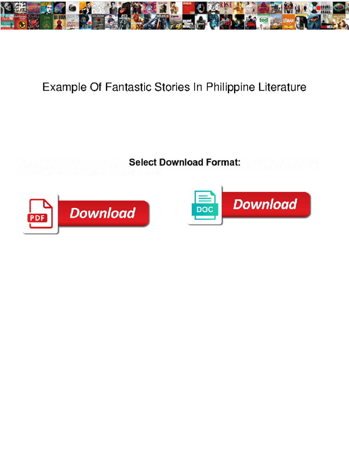 Example of fantastic stories in philippine literature - Example Of ...