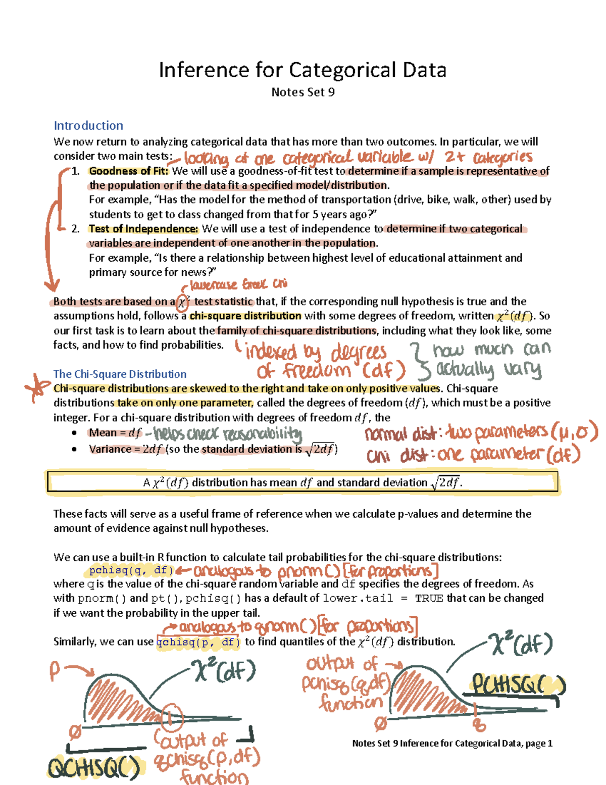 9 - Inference for Categorical Data - In particular, we will consider ...