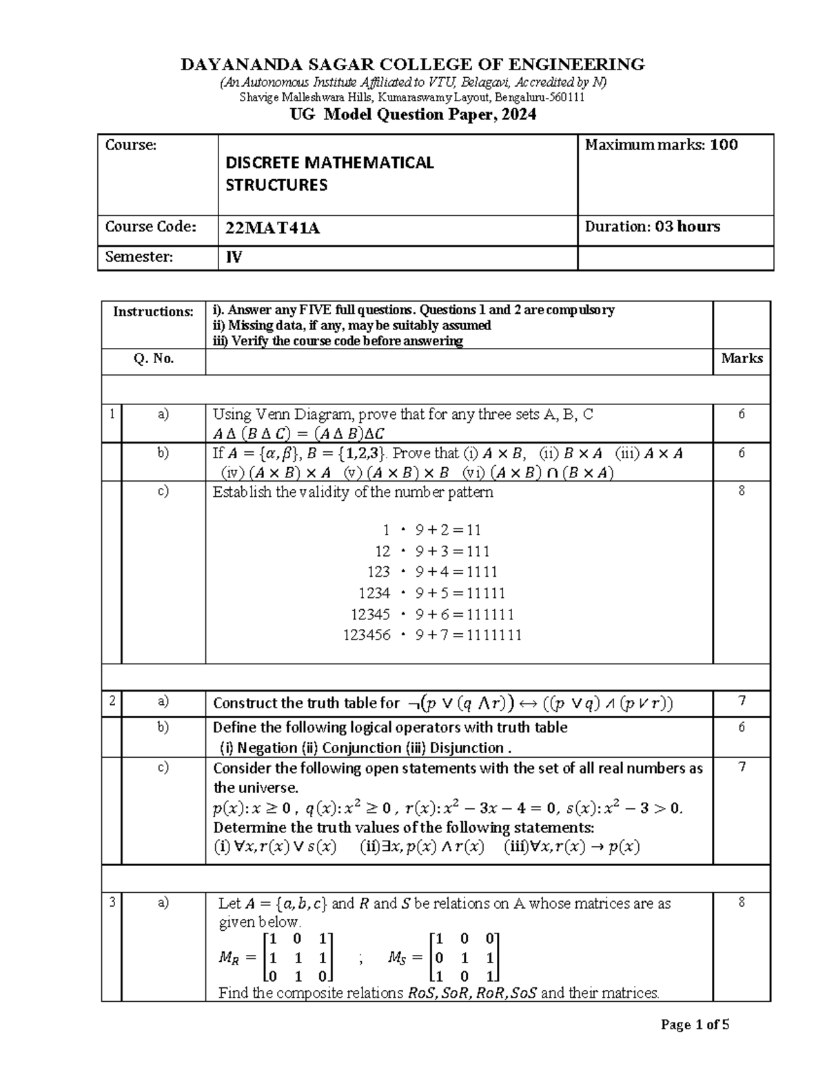 22MAT41A - Maths Question Bank - DAYANANDA SAGAR COLLEGE OF ENGINEERING ...