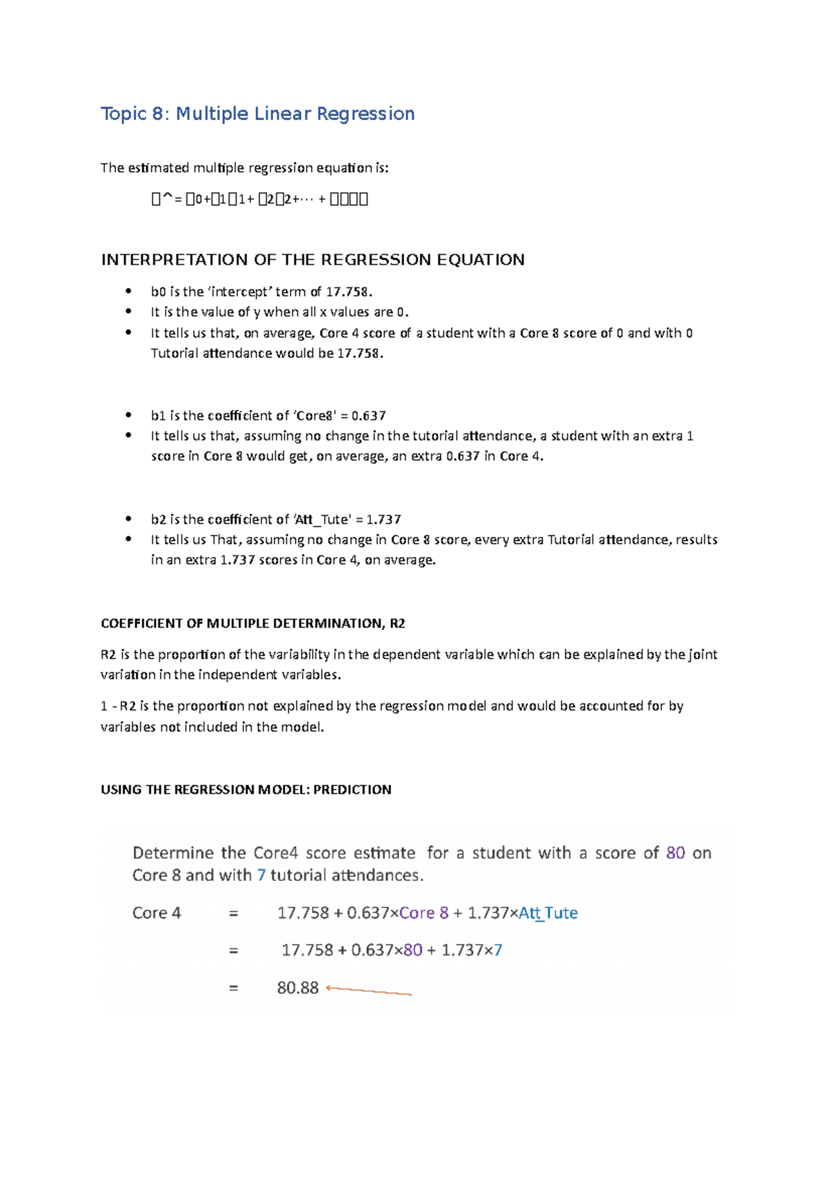 Topic 8 notes Business Analytics - Topic 8: Multiple Linear Regression ...