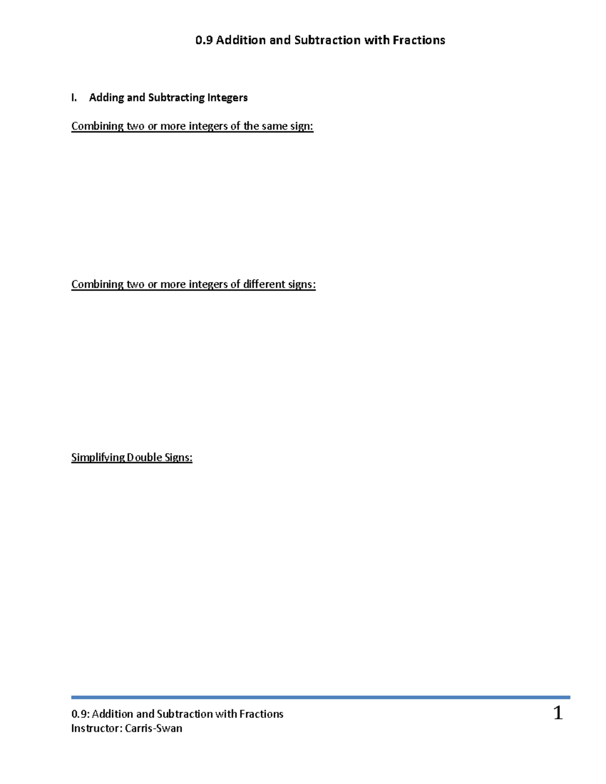 (5) 0.9 Addition and Subtraction with Fractions - 0: Addition and ...