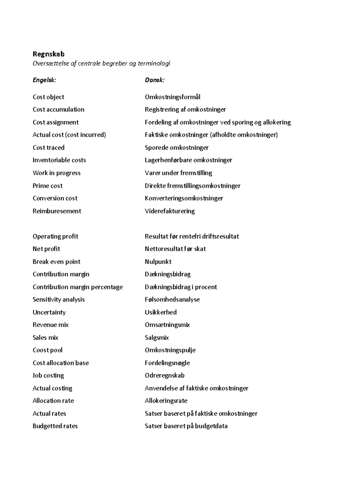 Regnskab Oversættelse af centrale begreber og terminologi - Regnskab Oversættelse af centrale ...