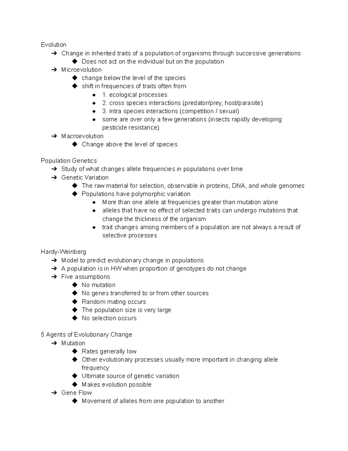 Chapter 4 Evolution of Populations - Evolution Change in inherited ...
