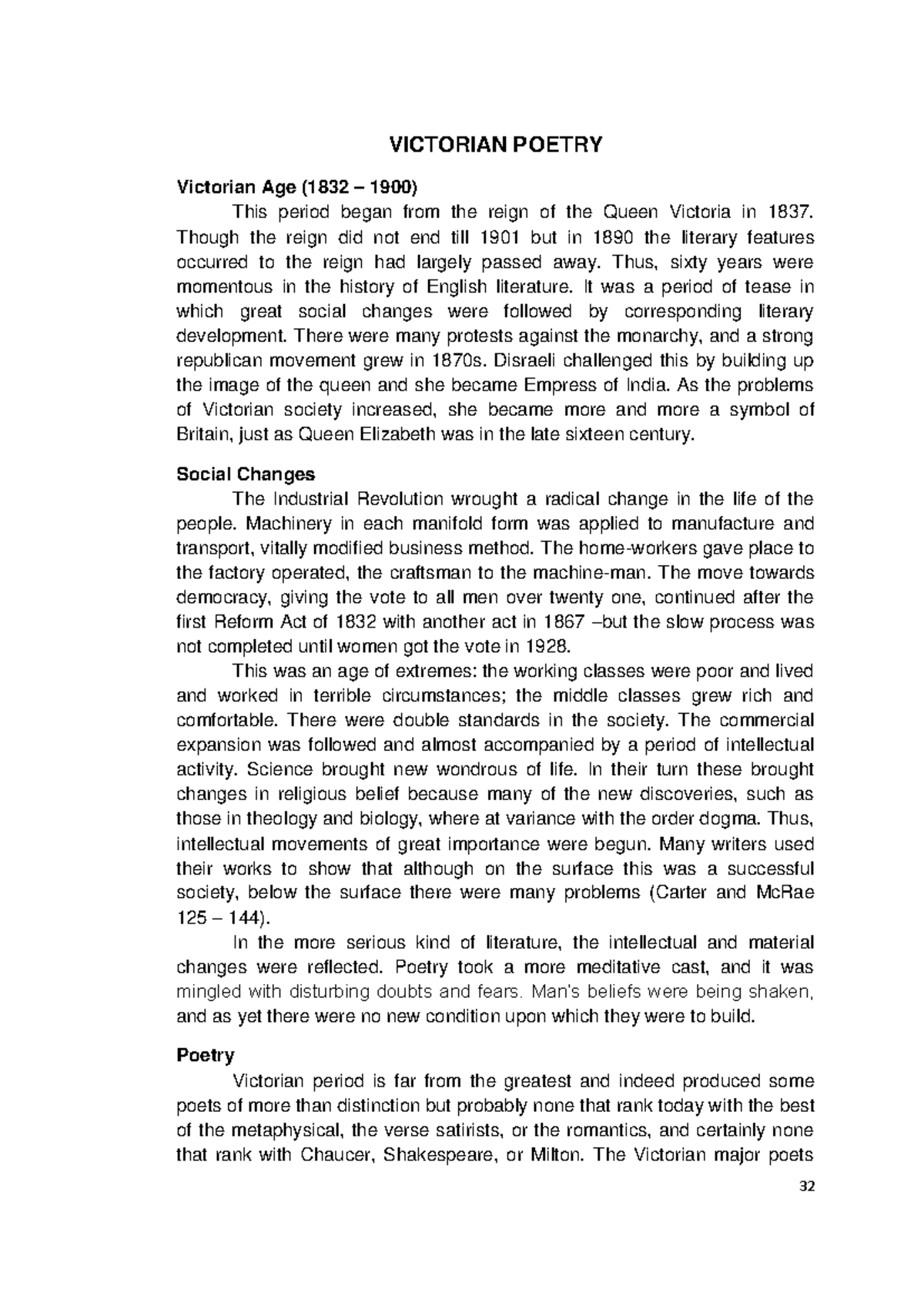 Victorian Poetry - Lecture notes 4 - VICTORIAN POETRY Victorian Age ...