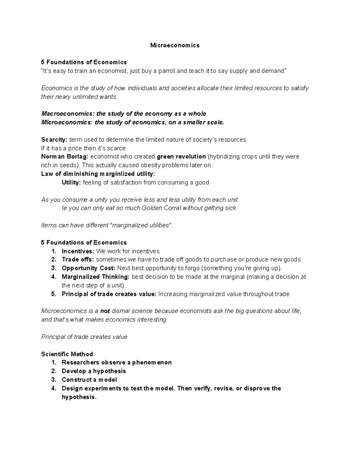 Microeconomics Notes- ECO 2023-28041 - Microeconomics 5 Foundations of ...
