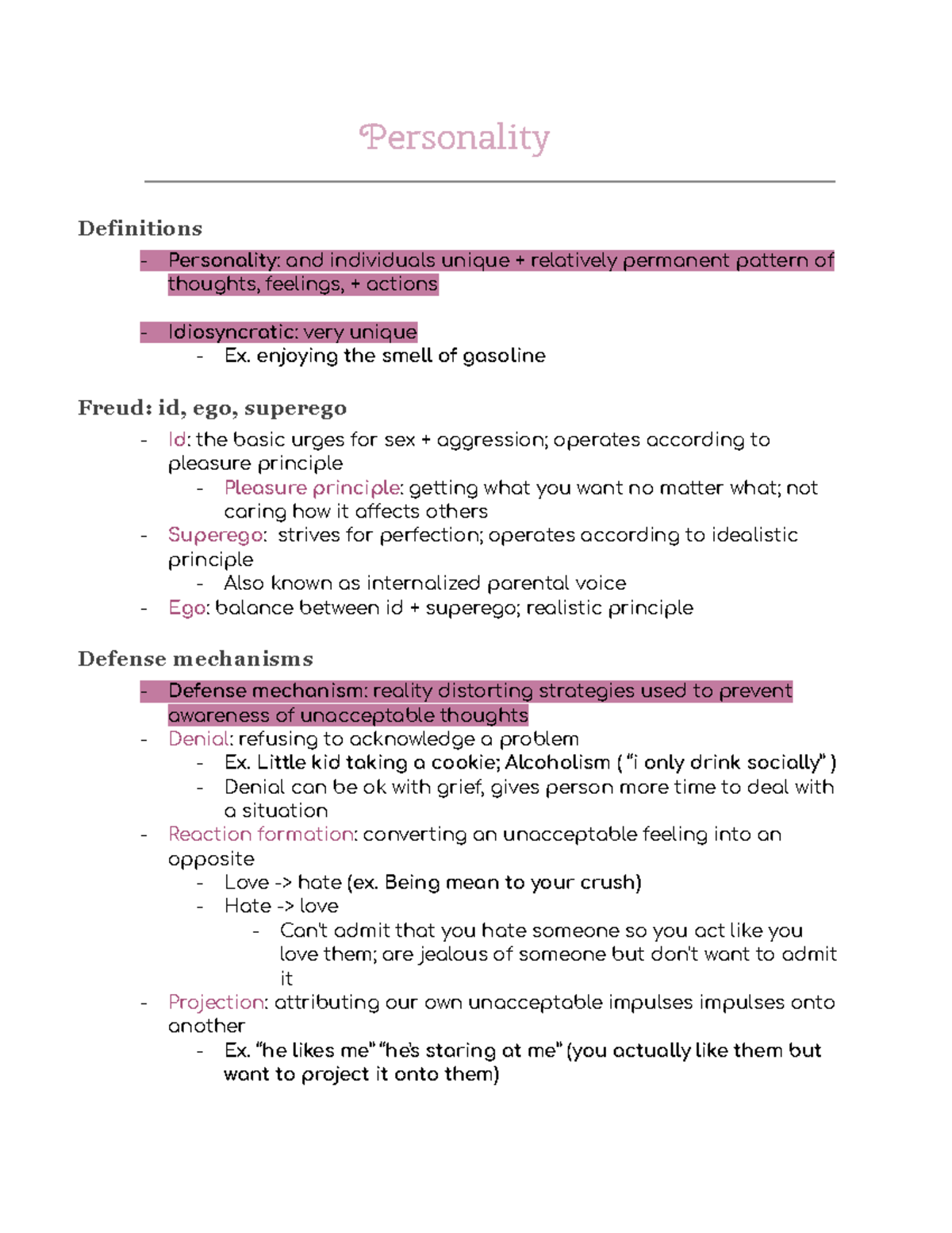 Personality - Personality Definitions Personality: and individuals ...