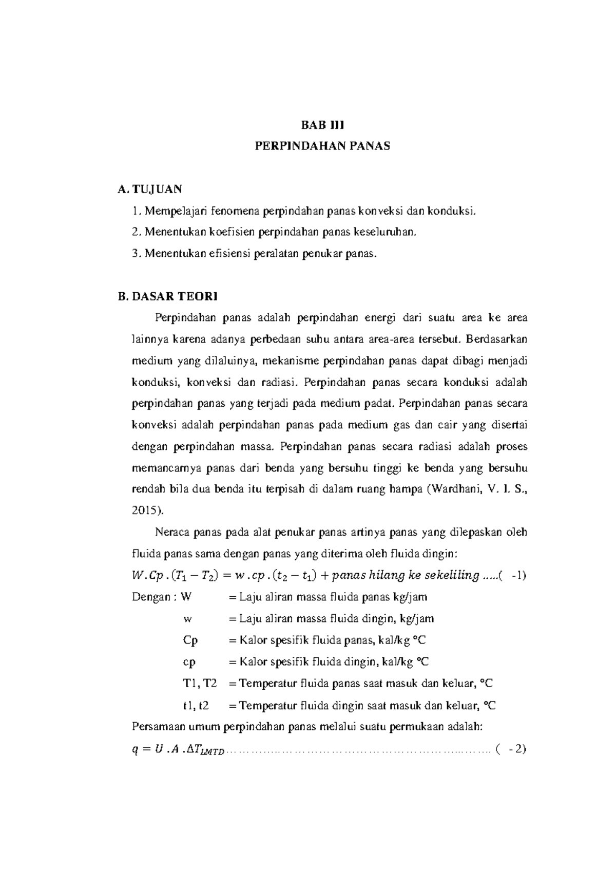 Perpindahan Panas - BAB III PERPINDAHAN PANAS A. TUJUAN Mempelajari ...
