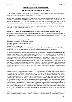 Fiscal - Examen janvier 2020 correction - Correction droit fiscal et ...