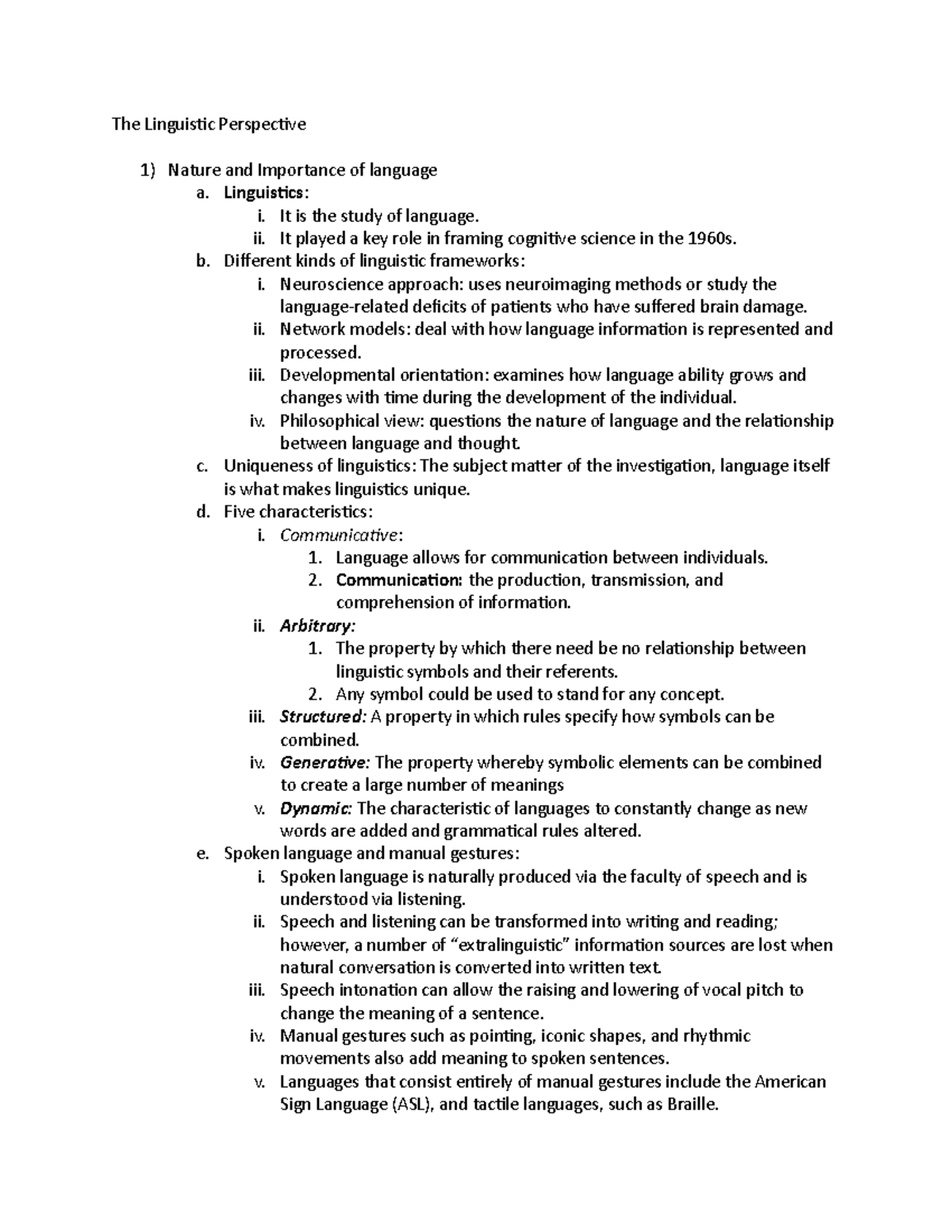 The Linguistic Perspective - The Linguistic Perspective Nature and ...