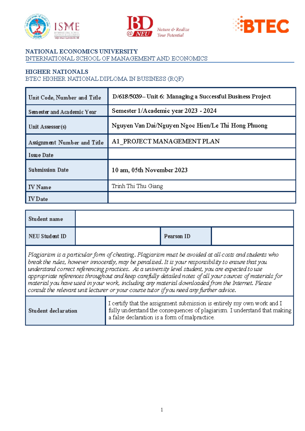 MSBP Assignment 1 Brief - SEM 1 - 2023-2024 - NATIONAL ECONOMICS ...
