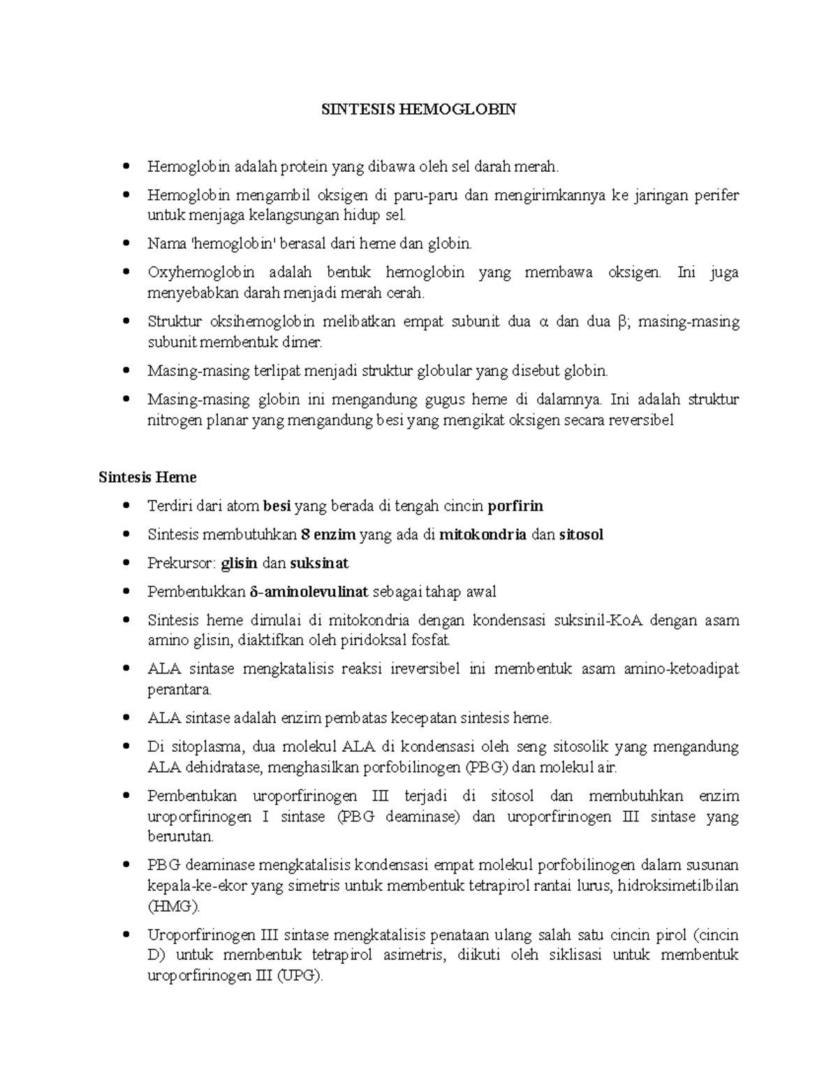 Sintesis Hemoglobin - SINTESIS HEMOGLOBIN Hemoglobin adalah protein ...