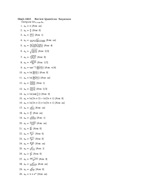 Review Taylor Polynomials and Series - Math 1610 Review Questions ...