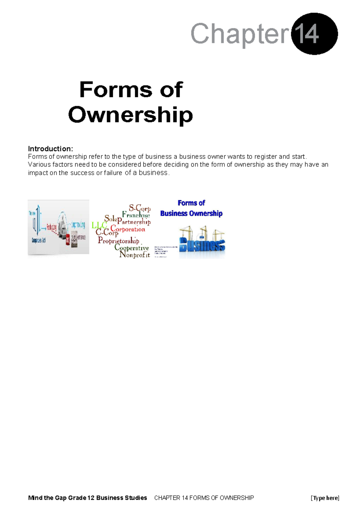 Forms of Ownership workbook - Forms of Ownership Introduction: Forms of ...
