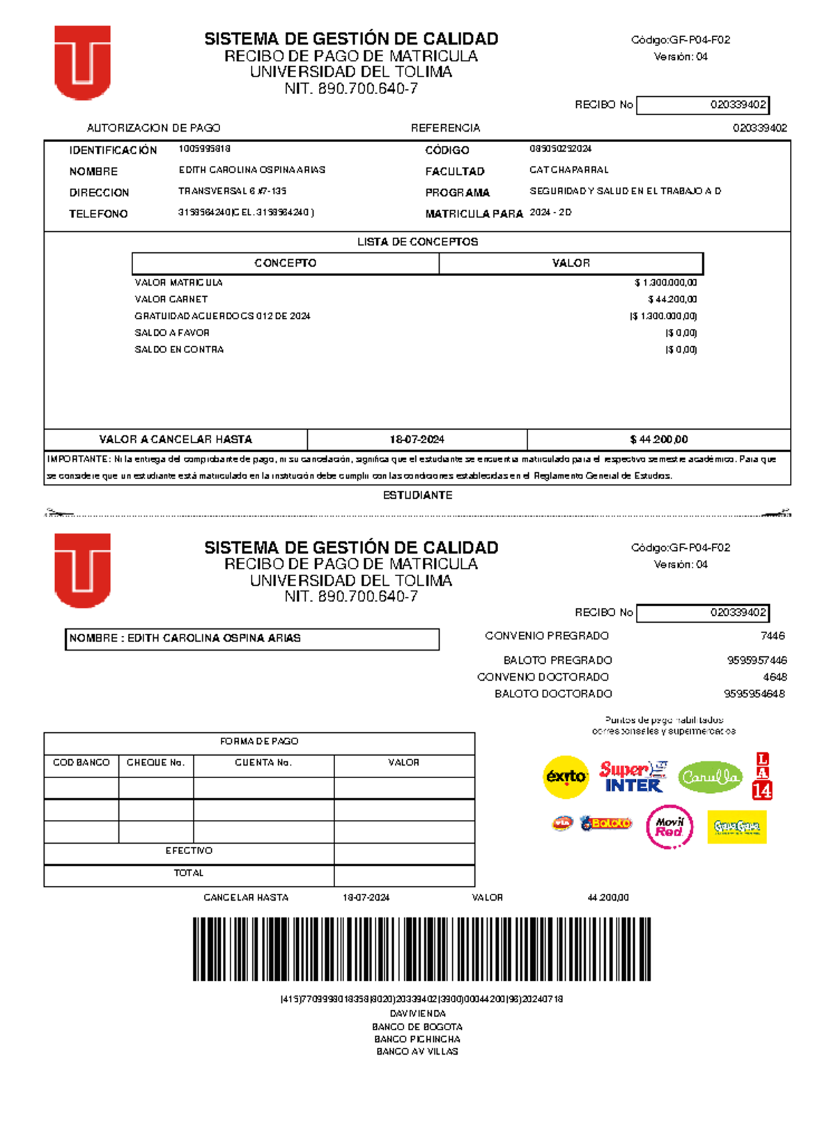 LIQ388807 2033940 - sdfghnjm - . SISTEMA DE GESTIÓN DE CALIDAD RECIBO ...