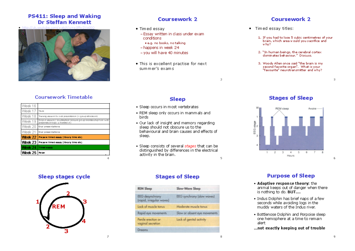Lecture 7-Sleep and Waking handout - PS411: Sleep and Waking Dr Steffan ...