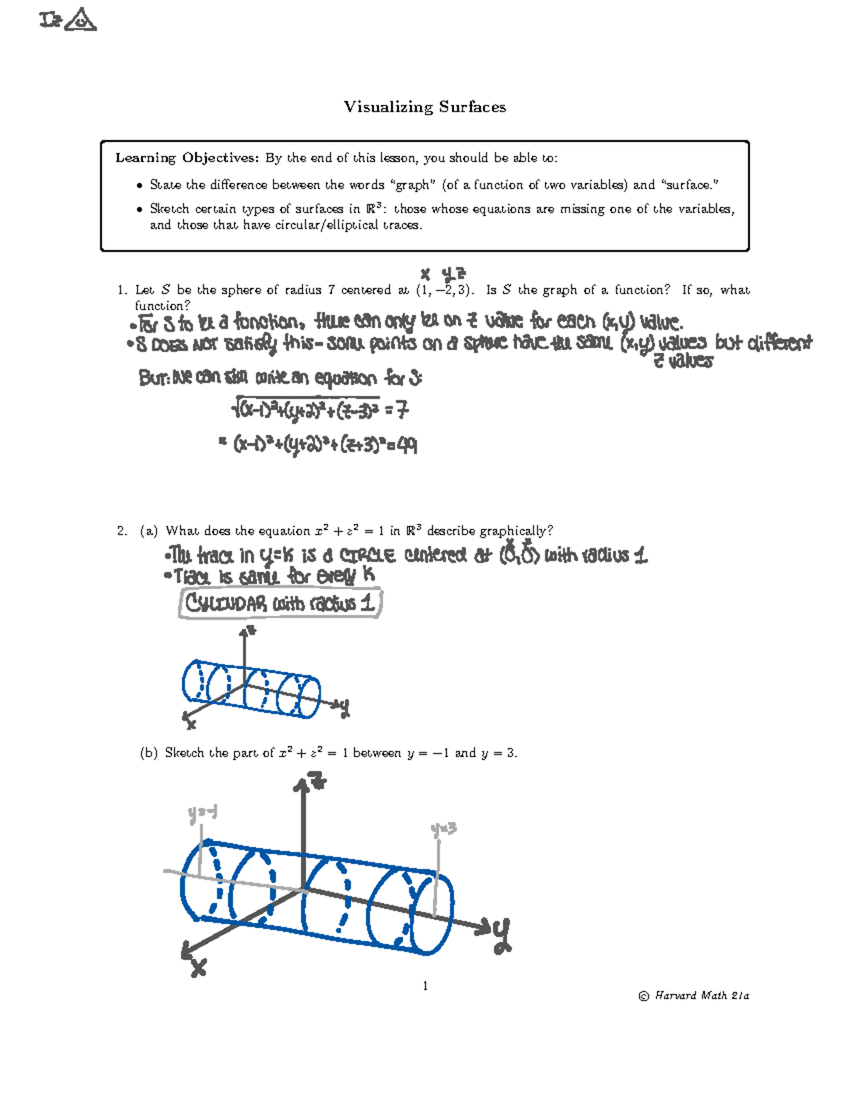 Visualizing Surfaces - Visualizing Surfaces Learning Objectives: By the end of this lesson, you ...