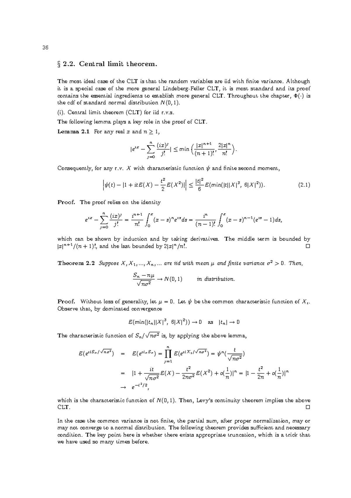 Chap2Sec2 - Kani Chen - 36 § 2. Central limit theorem. The most ideal ...