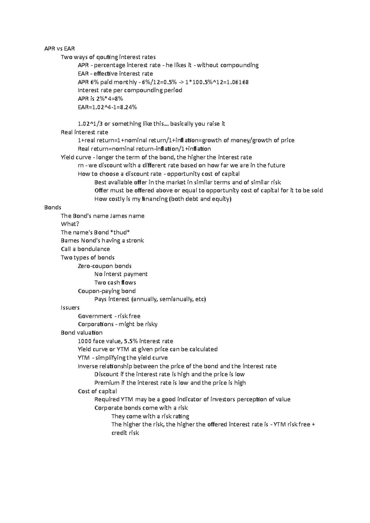 Asset Pricing Lecture Notes 2 - APR vs EAR Two ways of qouting interest ...