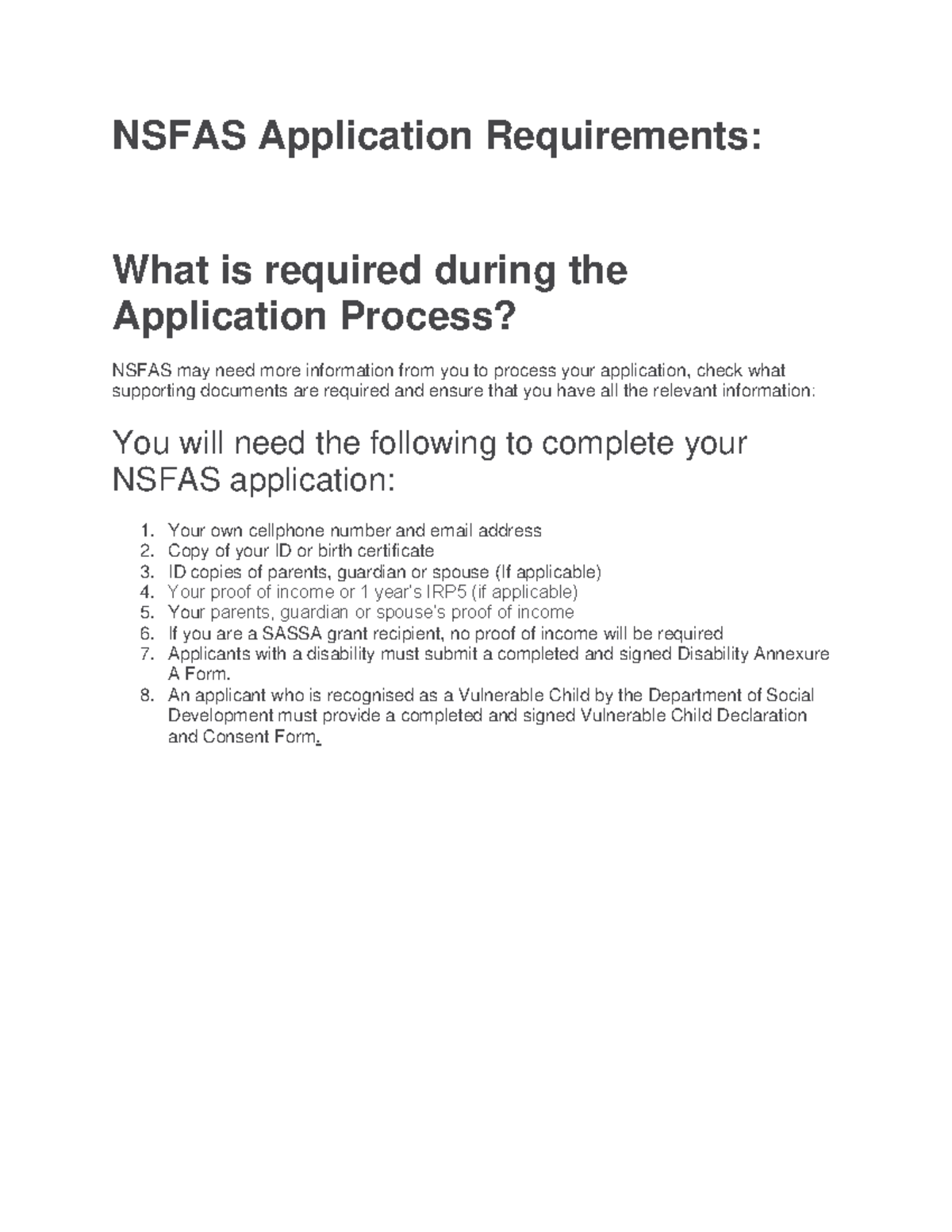 Nsfas-Application-Requirements - NSFAS Application Requirements: What ...