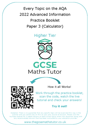 AQA GCSE 2022 Maths Topic Checklist - Higher - Revision Videos ...