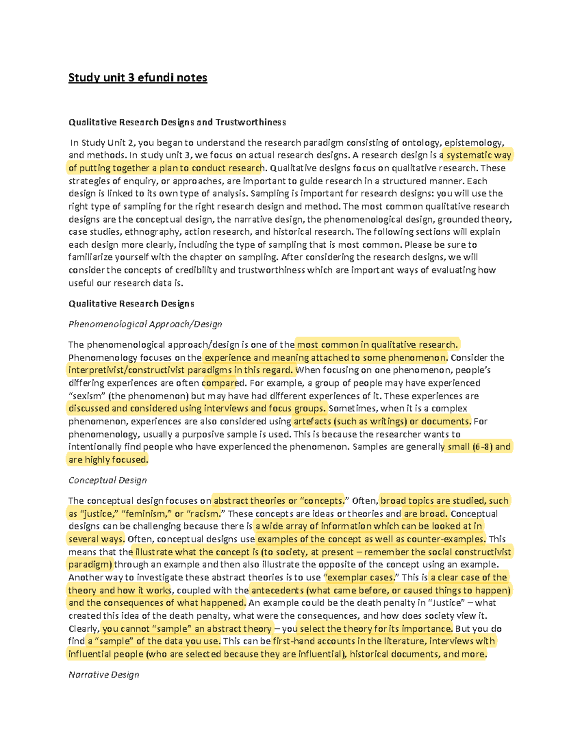 Study unit 3-6 efundi notes - Study unit 3 efundi notes Qualitative ...
