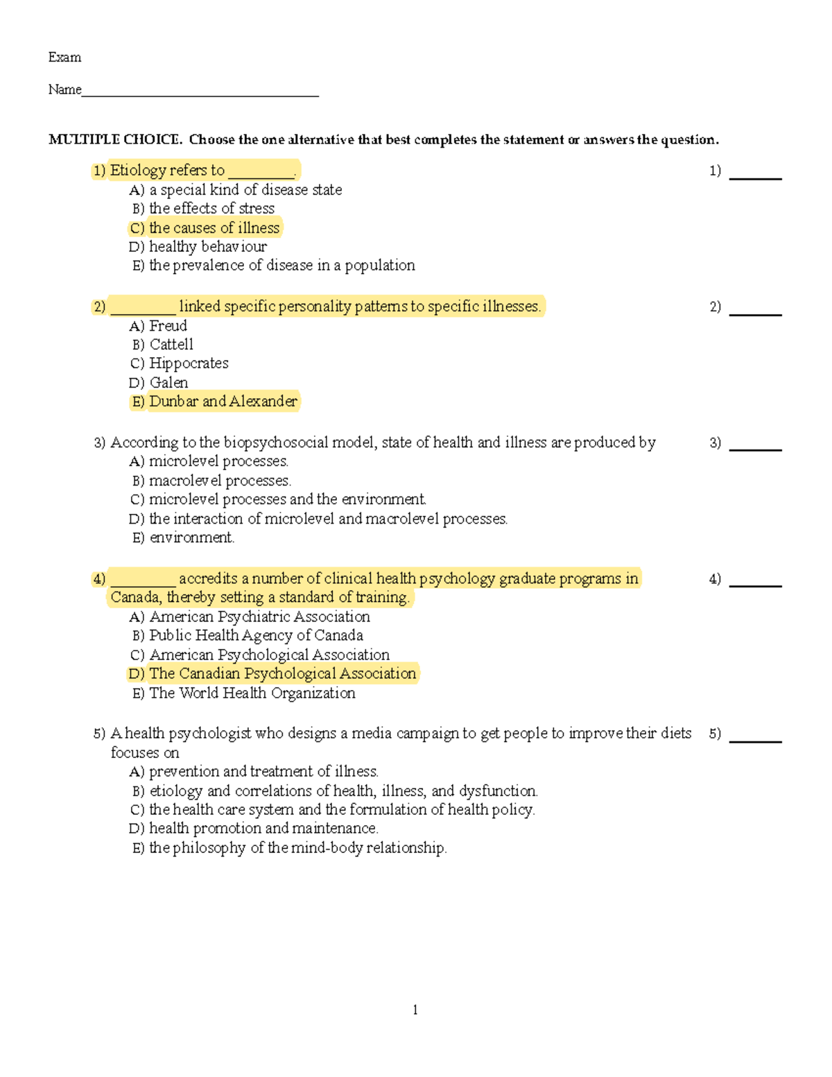 TEST NOTES ABOUT CHAPTER 1 - ExamName ...