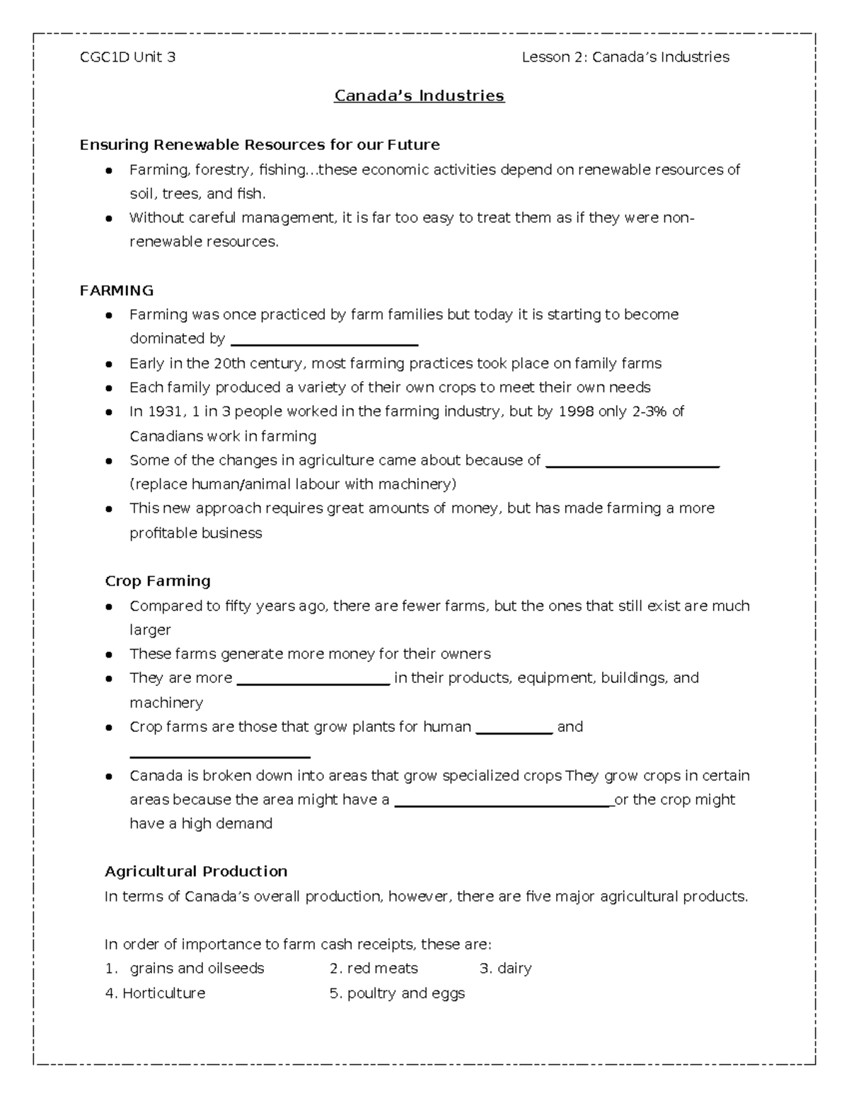 3L2 - NOTE Canada's Industries 1 - Canada’s Industries Ensuring ...