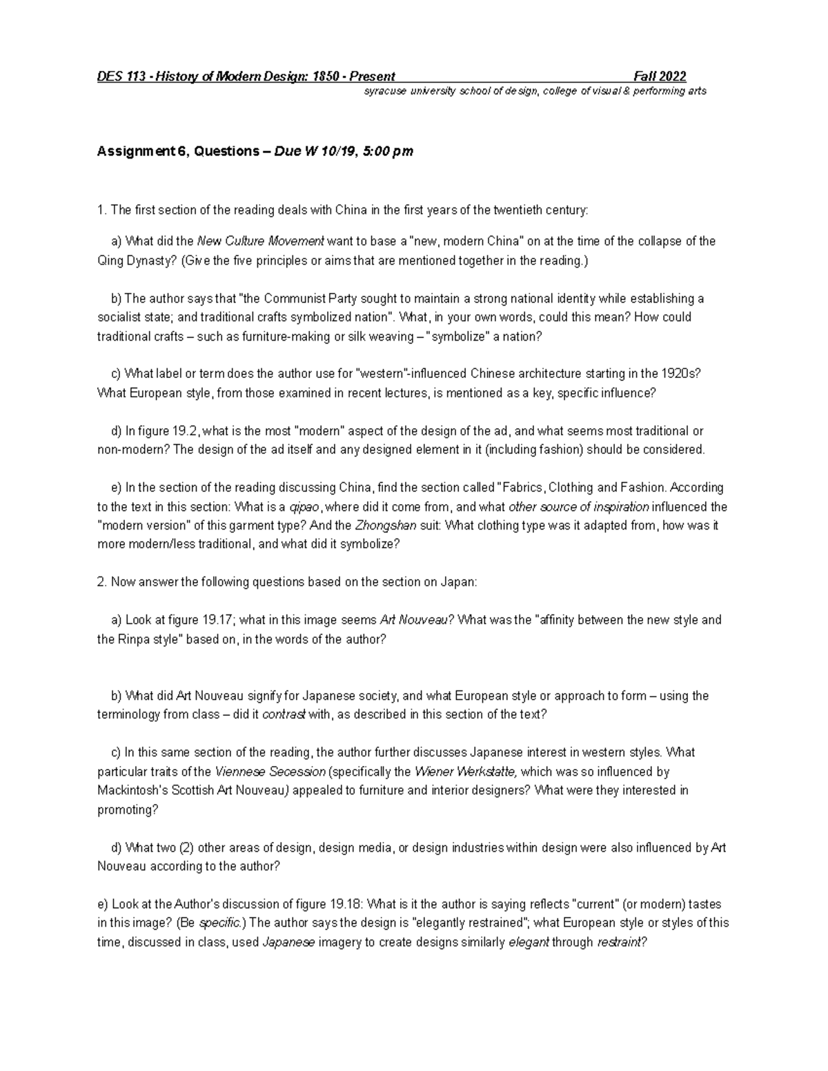 113f22A6 (2)1 - Assignment - DES 113 - History of Modern Design: 1850 ...