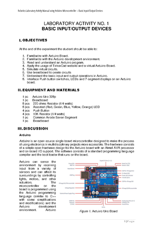 Motor Control Laboratory Activity 2 - LABORATORY ACTIVITY NO. 2 MOTOR CONTROL I. OBJECTIVES At ...