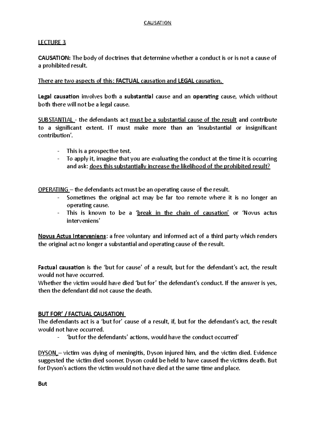 Lecture 3 Causation Lecture 3 Causation The Body Of Doctrines That