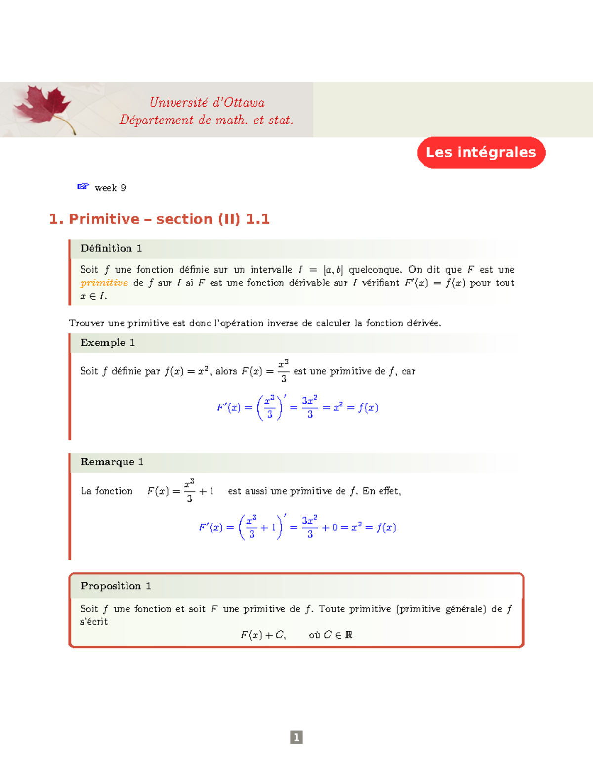 Intégrale-prof - Cours - Les intégrales Université d’Ottawa Département ...