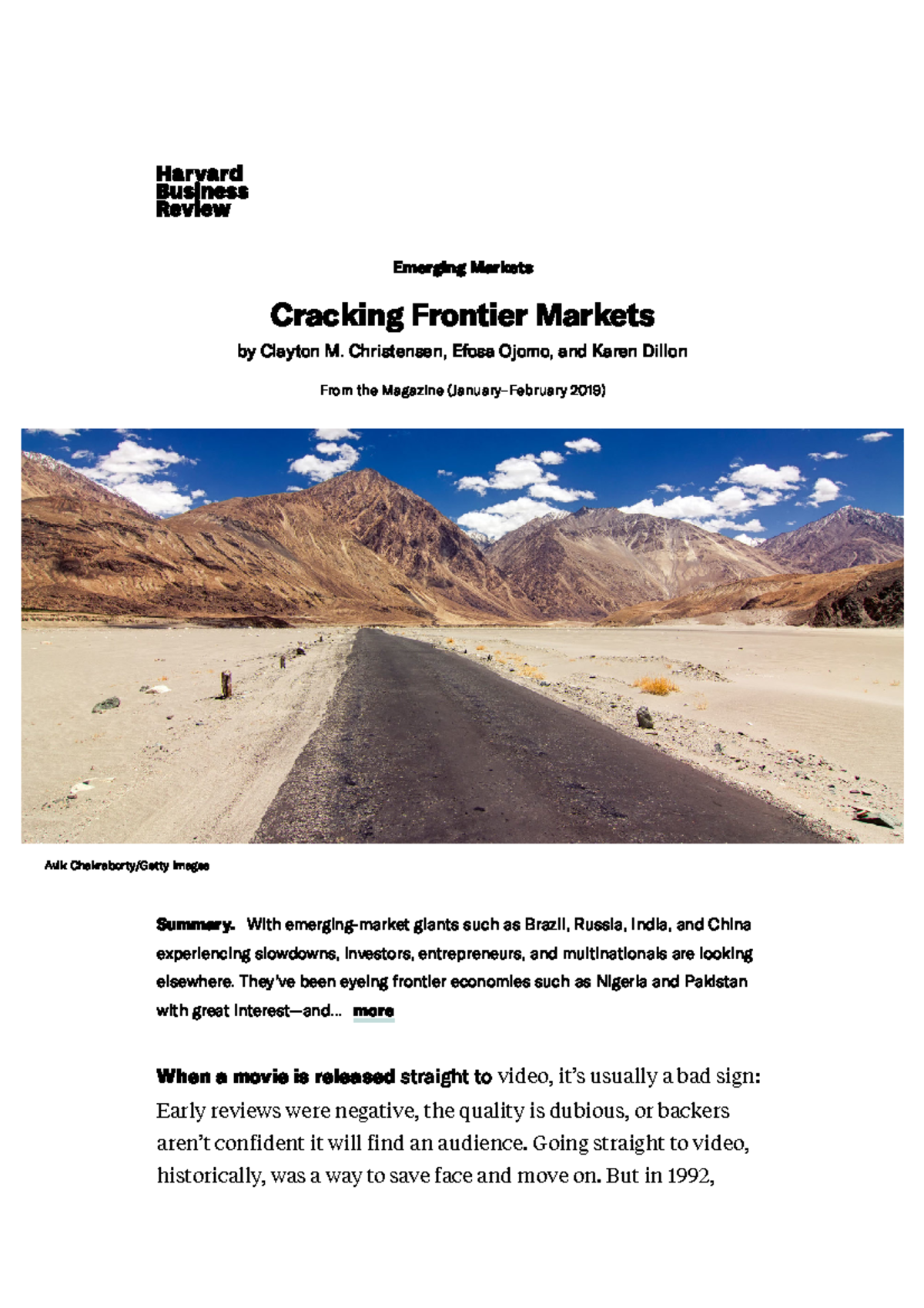 HBR2019 - summaries - Summary. Emerging Markets Cracking Frontier ...