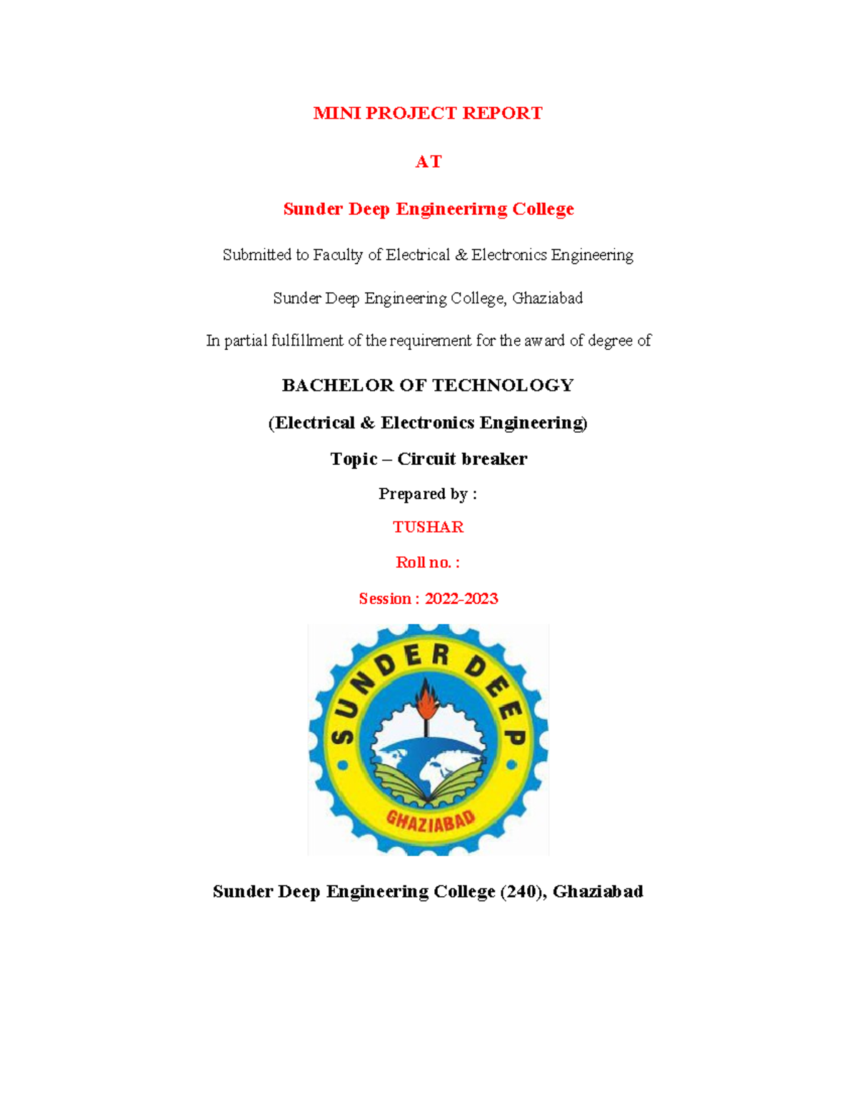 Dual Axis Solar Tracking System Mini Project Report At Sunder Deep Engineerirng College